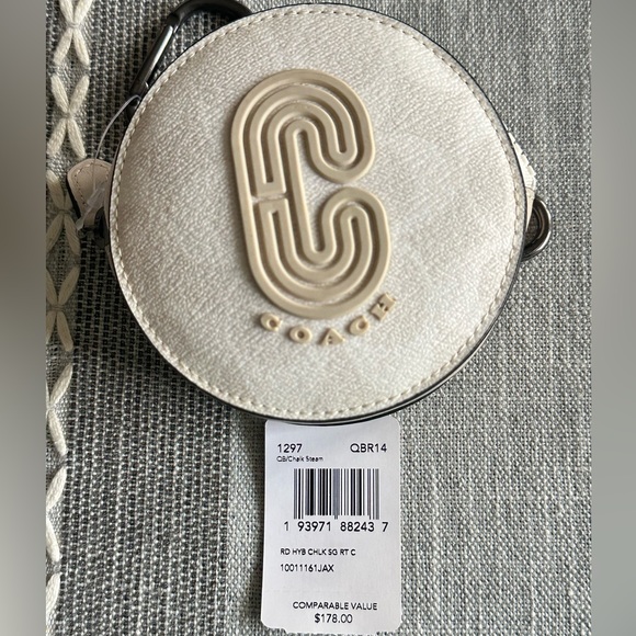 Coach | Bags | Coach Round Hybrid Pouch Signature Coated Canvas Calf ...